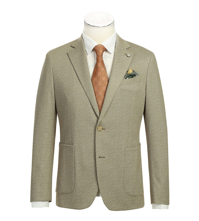 Half Canvas Slim Fit Blazer in Khaki | Suits Outlets Men's Fashion