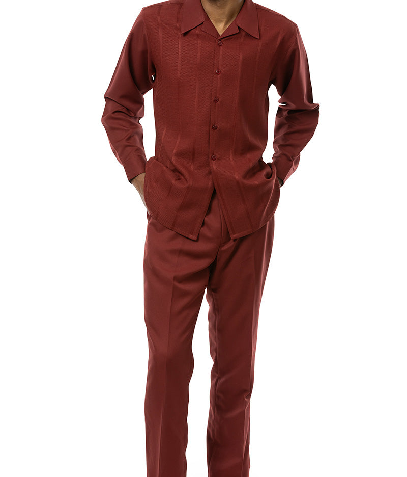 Brick Tone-on-Tone 2 Piece Long Sleeve Walking Suit Set | Suits Outlets ...
