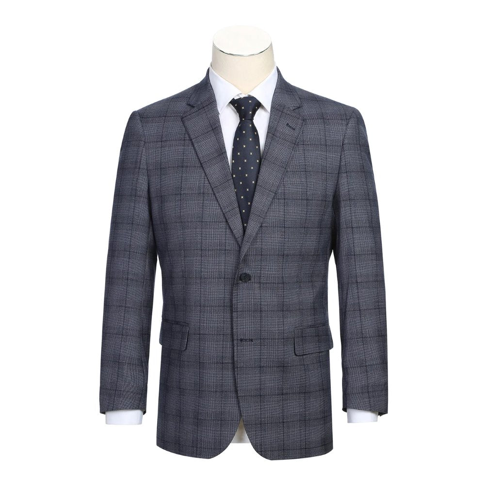 Lozano Collection - Men's 2 Piece Regular Fit Gray Windowpane Suit ...