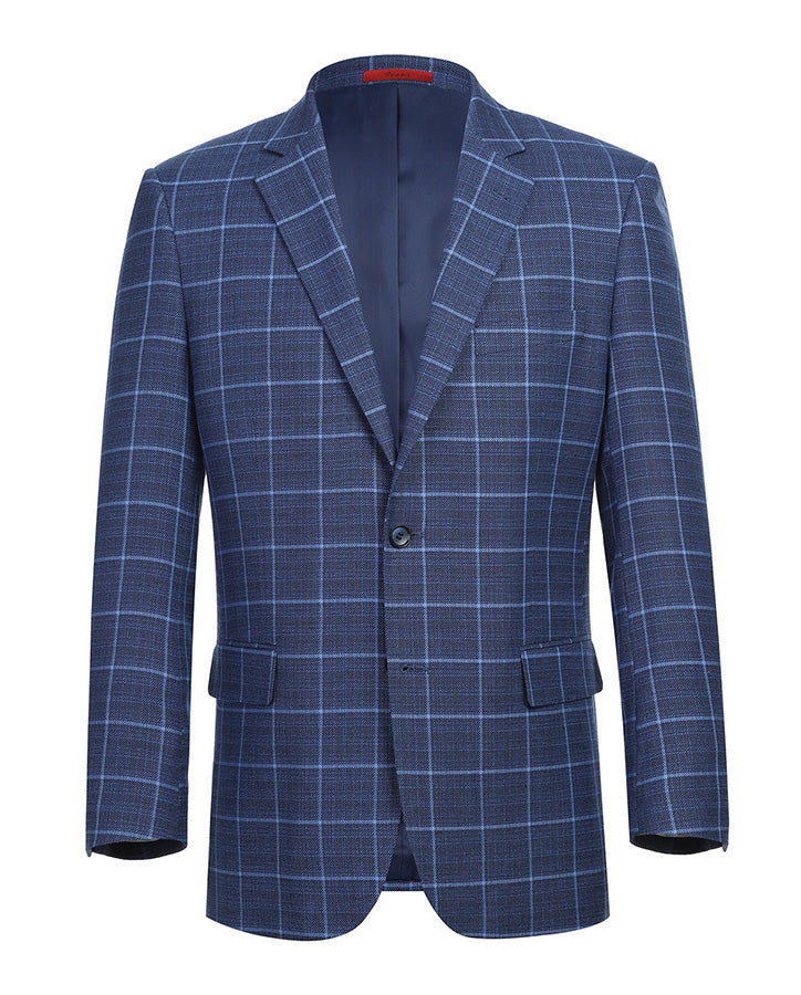 Classic Regular Fit Blazer Windowpane Pattern in Blue | Suits Outlets ...