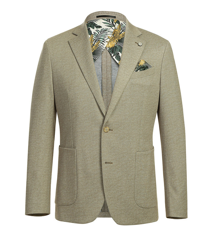 Half Canvas Slim Fit Blazer in Khaki | Suits Outlets Men's Fashion