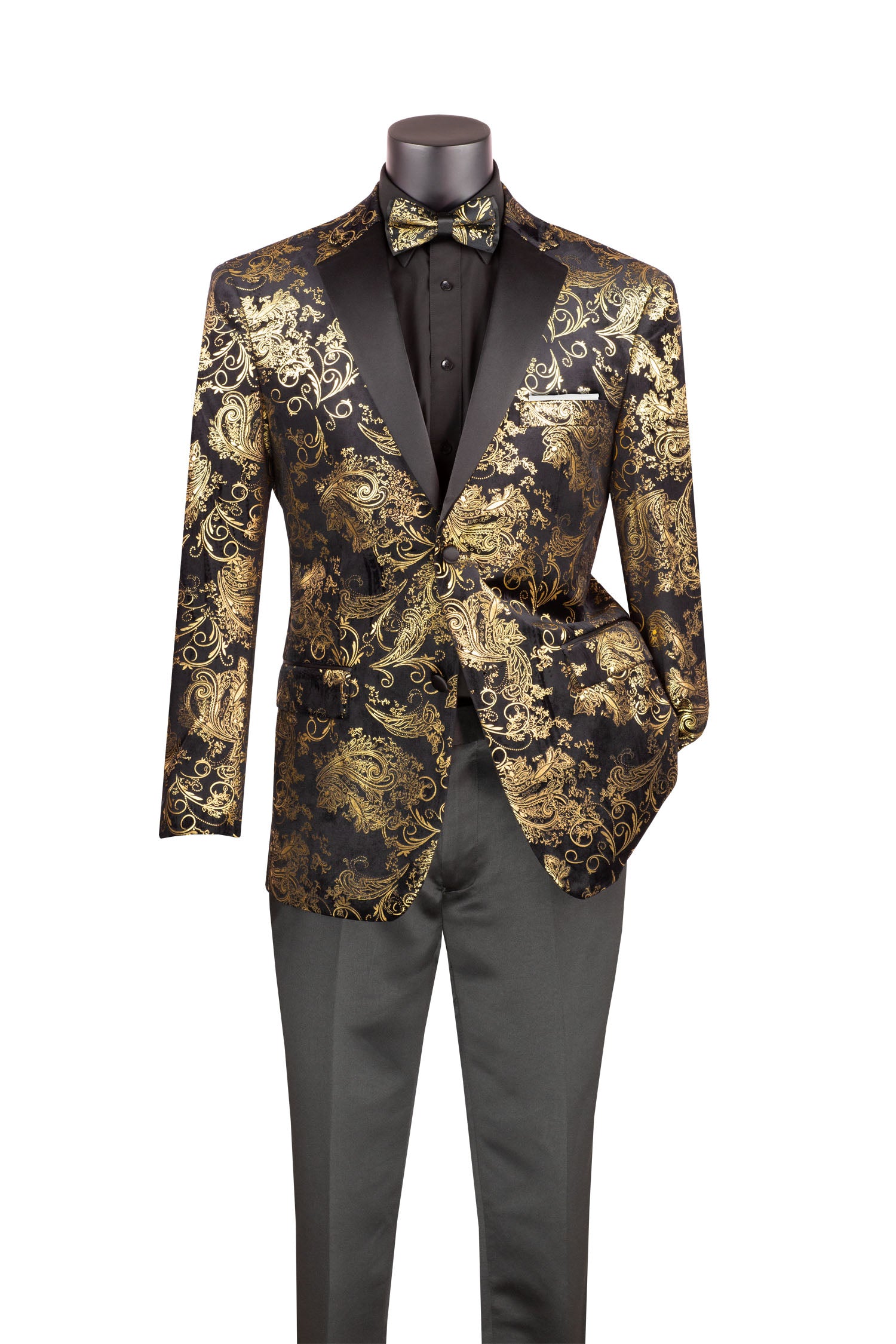 Black Modern Fit Velvet Jacket Metallic Design | Suits Outlets Men's ...