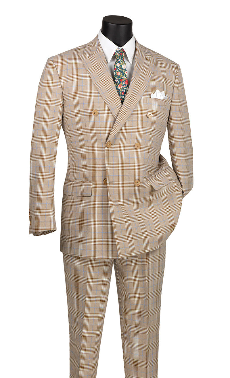 Alexander Collection - Beige Double Breasted 2 Piece Suit Regular Fit ...