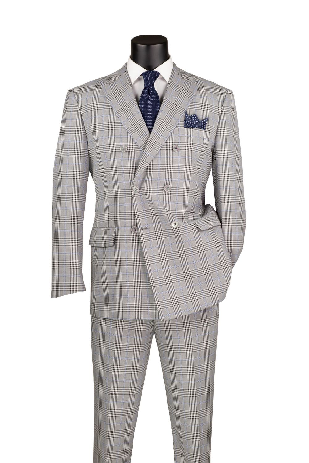 Gray Double Breasted Windowpane Suit - Alexander Collection | SUITS ...
