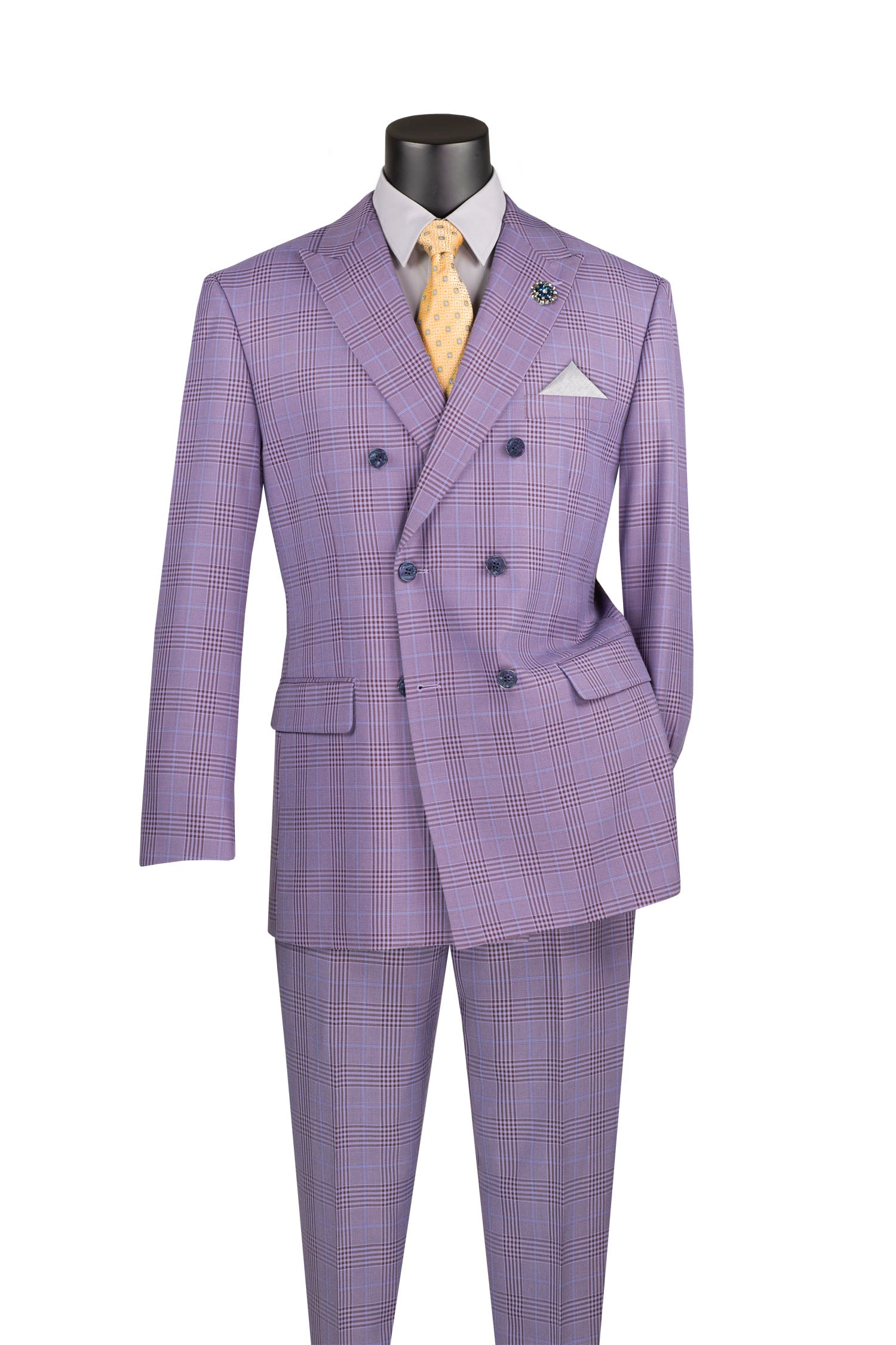 Light Purple Double Breasted Windowpane Suit - Alexander Collection ...