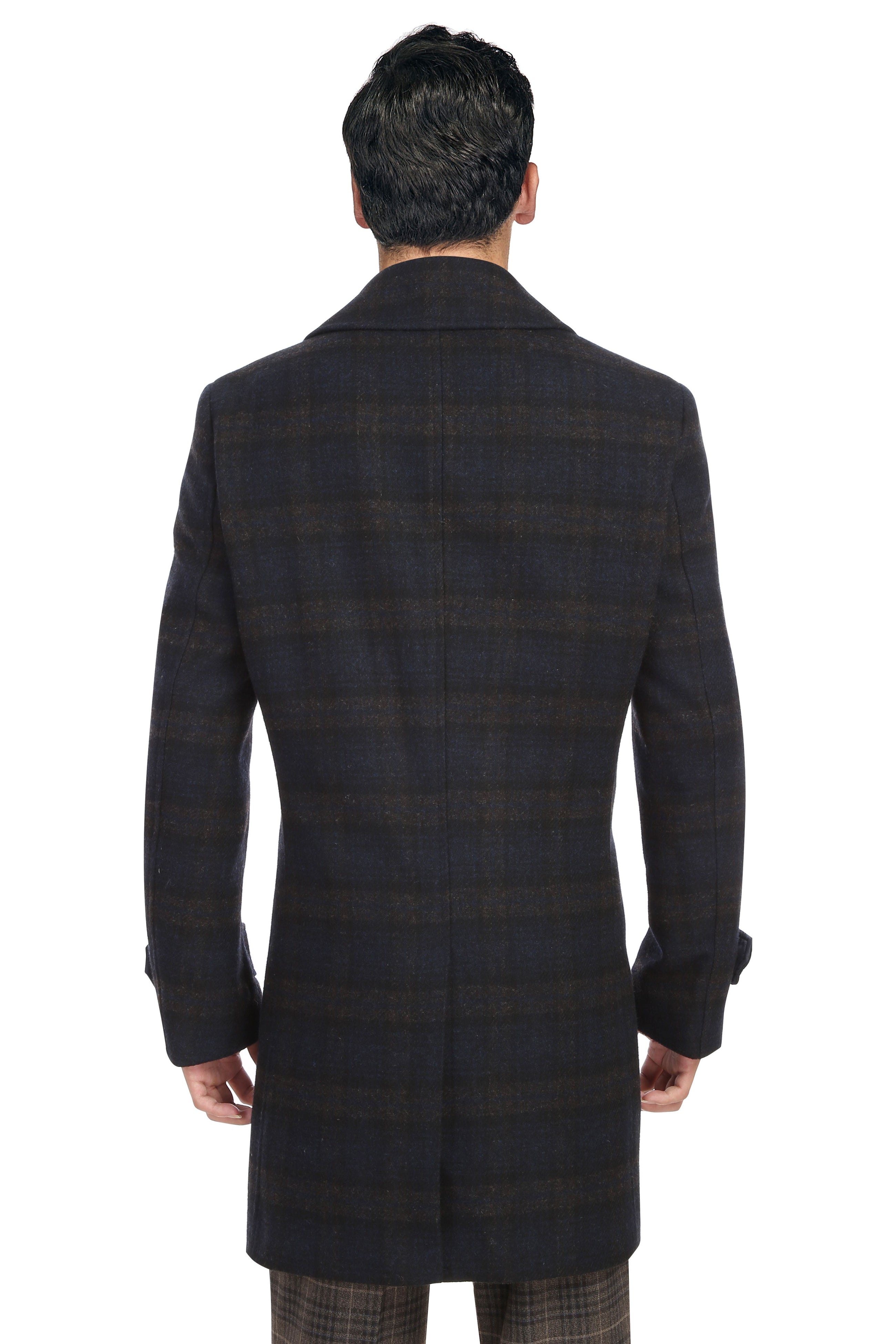 Navy Slim Fit Wool Blended Long Overcoat | Suits Outlets Men's Fashion