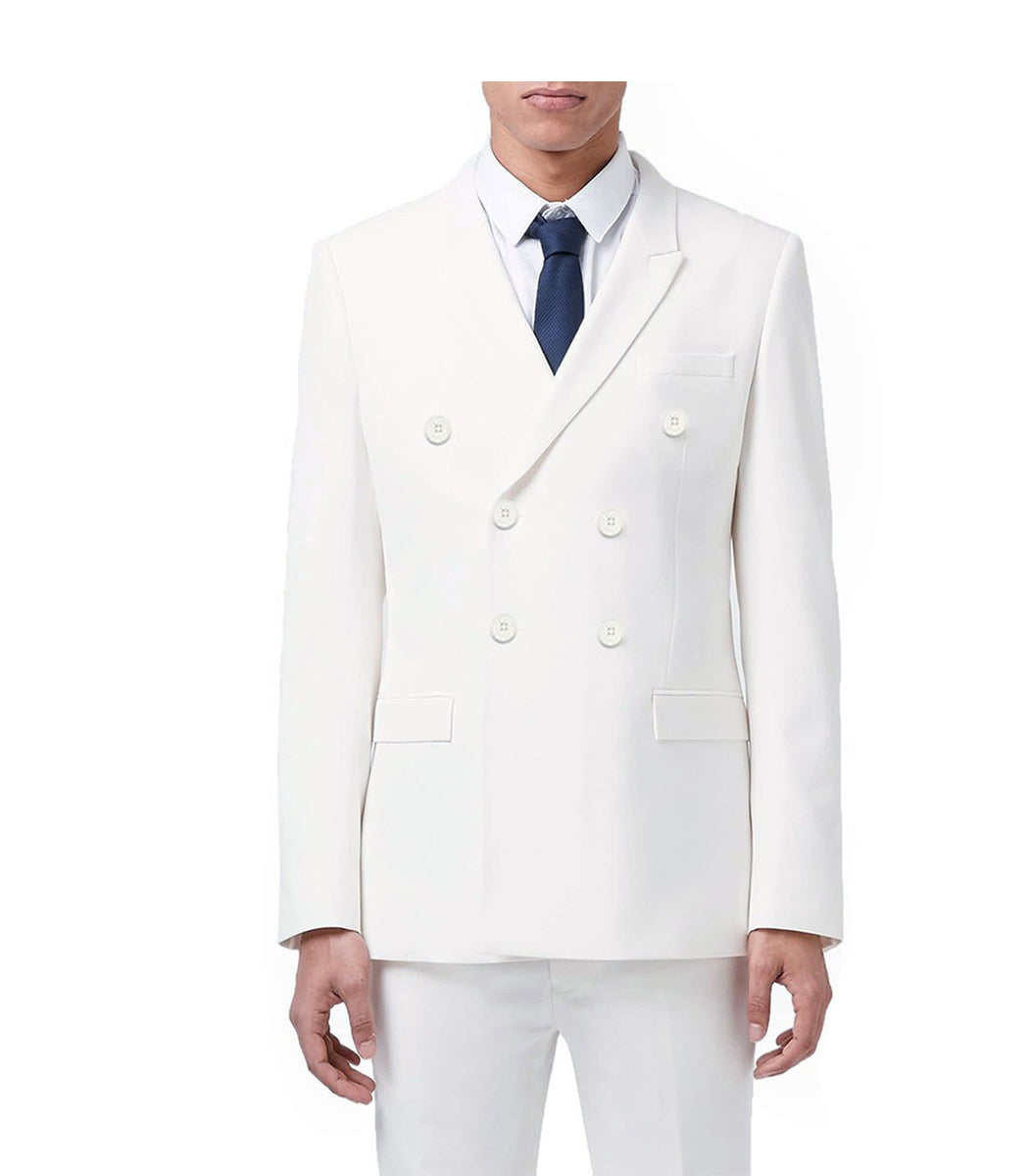 Ramses Collection - White Regular Fit Double Breasted 2 Piece Suit wit ...