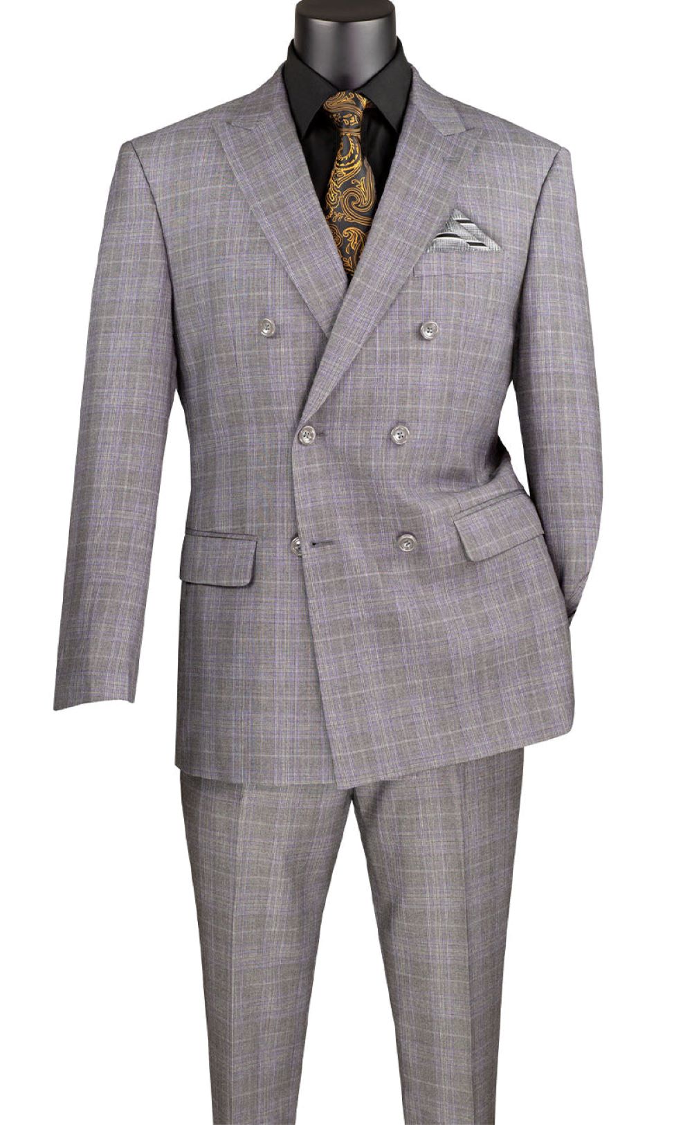 Gray Double Breasted Suit | Glen Plaid | Alexander | SUITS OUTLETS ...