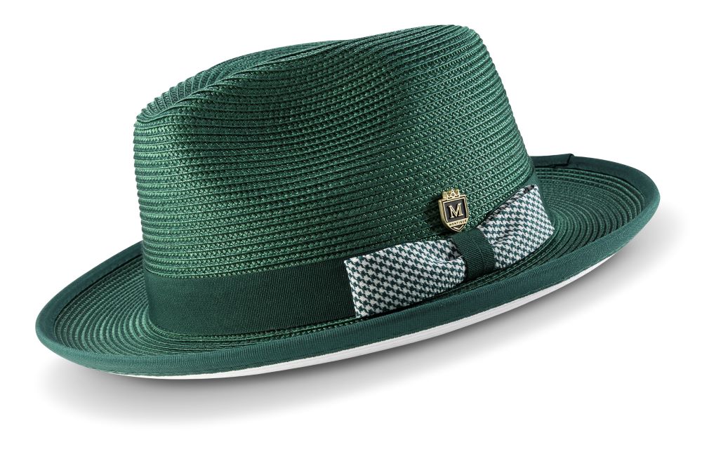 Emerald Braided Stingy Brim Pinch Fedora With White Bottom | Suits ...