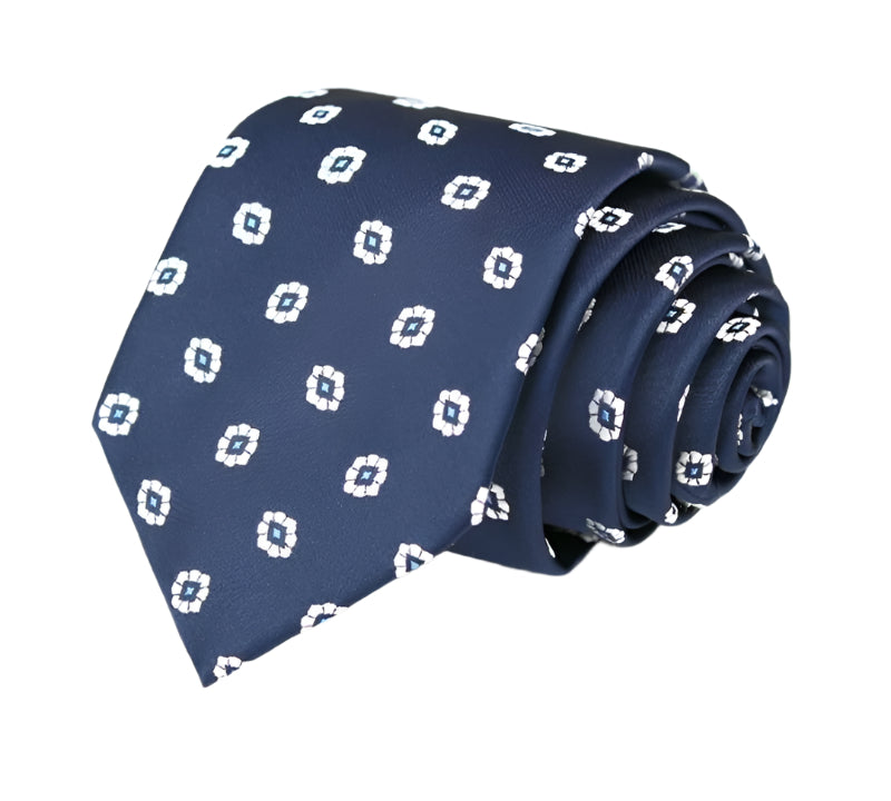 Navy Geometric Pattern Print Tie | Suits Outlets Men's Fashion