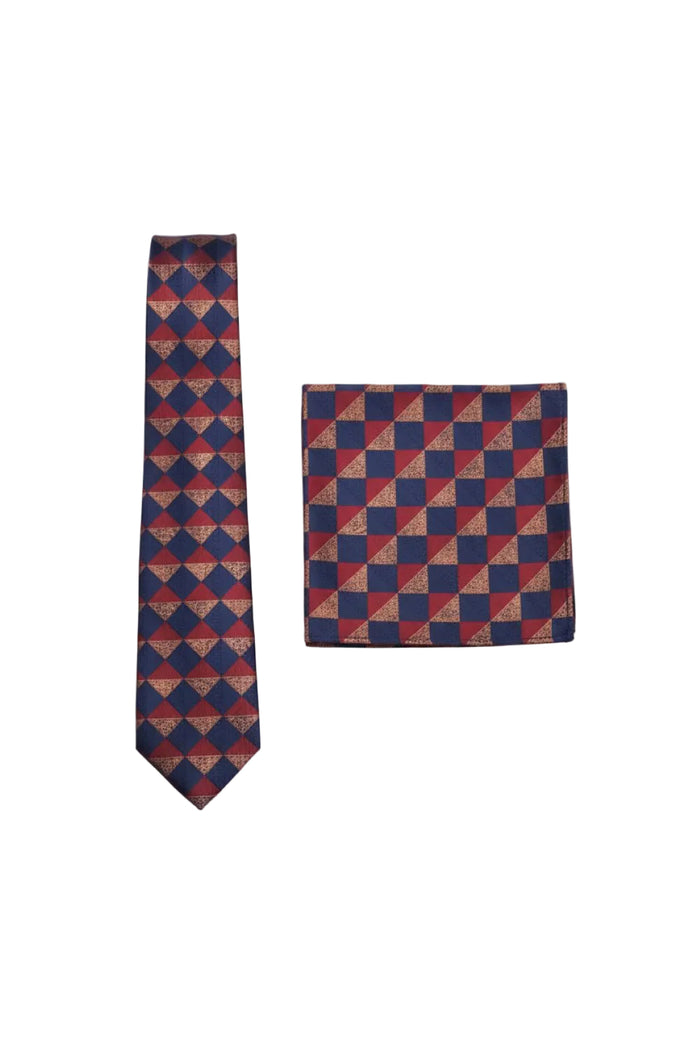 Multi Color Check Pattern Tie and Pocket Square Set | Suits Outlets Men ...