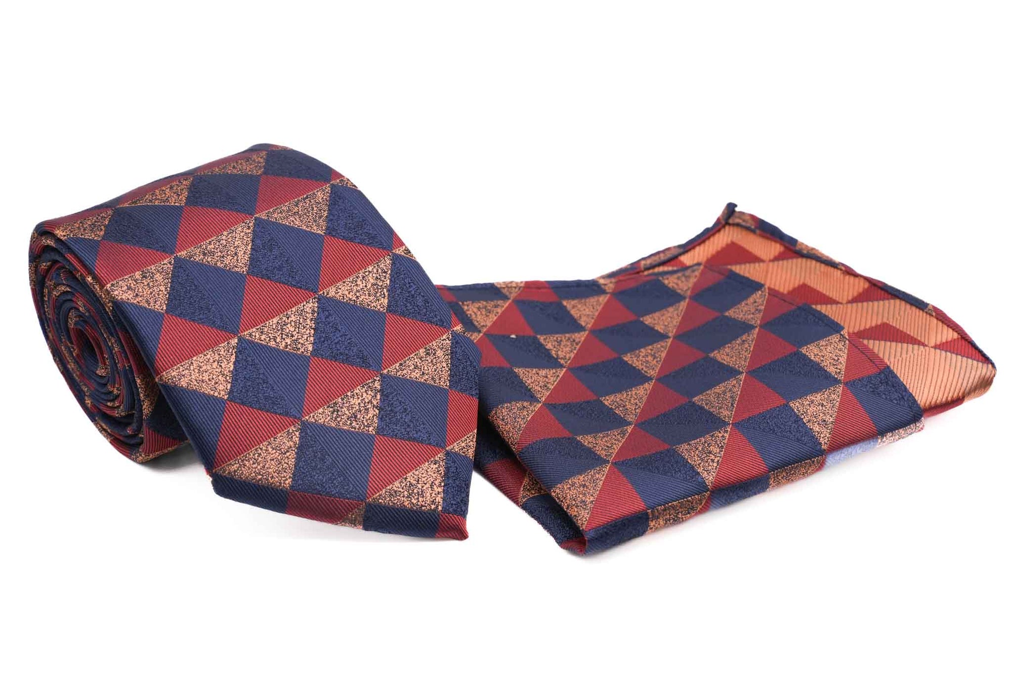 Multi Color Check Pattern Tie and Pocket Square Set | Suits Outlets Men ...