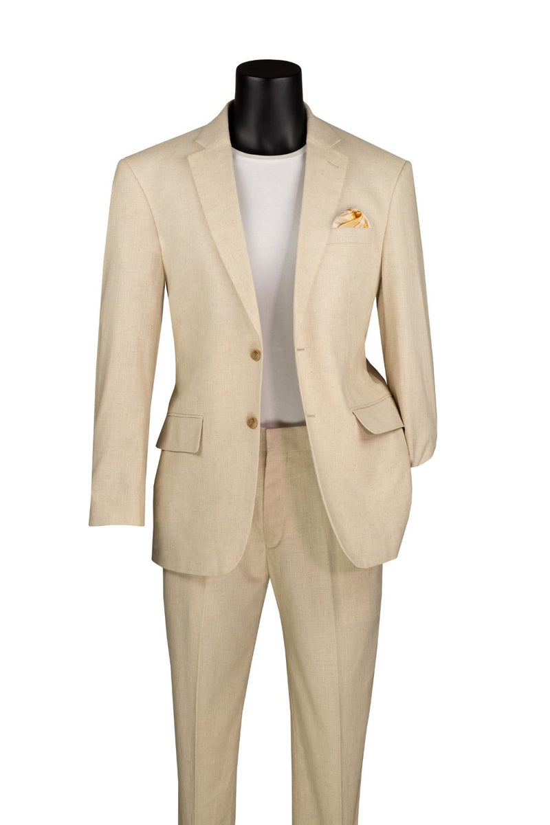 Tan Linen Blend Modern Fit Notch Lapel 2 Piece Suit | Suits Outlets Men ...
