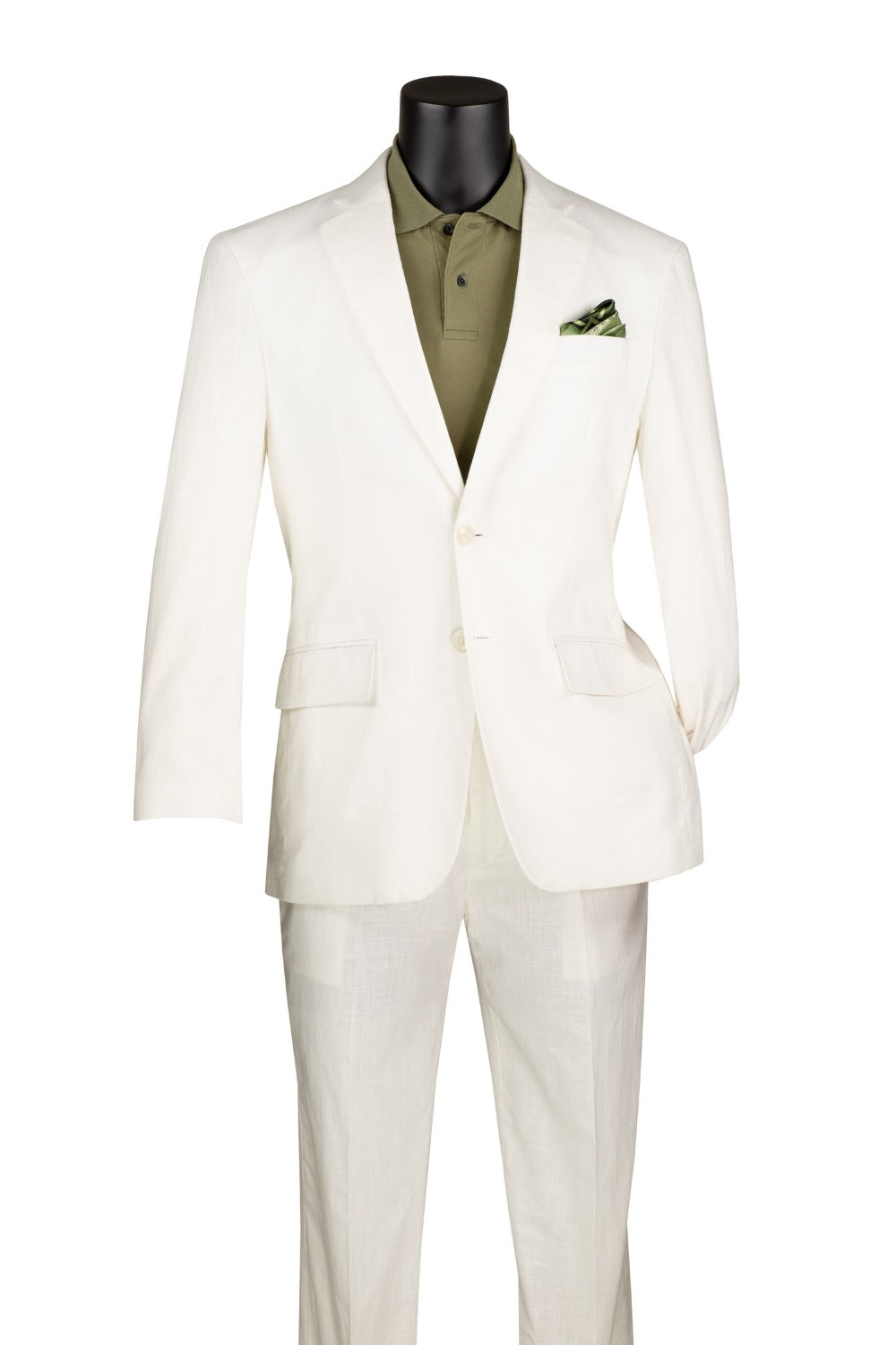White Linen Blend Modern Fit Notch Lapel 2 Piece Suit | Suits Outlets ...