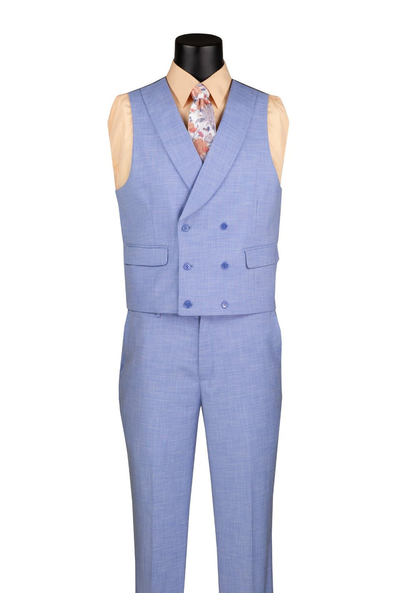 Light Blue Modern Fit 3 Piece Suit with Vest | SUITS OUTLETS | Suits ...