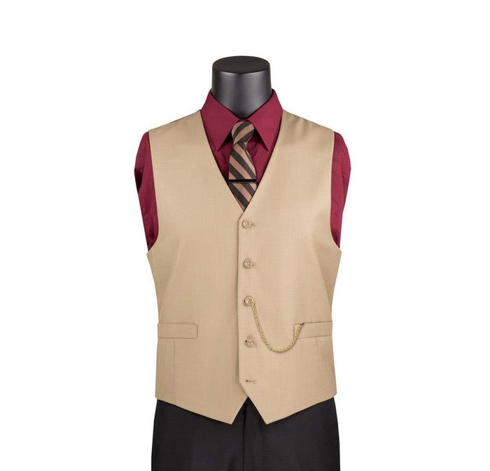Beige Slim Fit Vest Single Breasted 5 Button Design | Suits Outlets Men ...