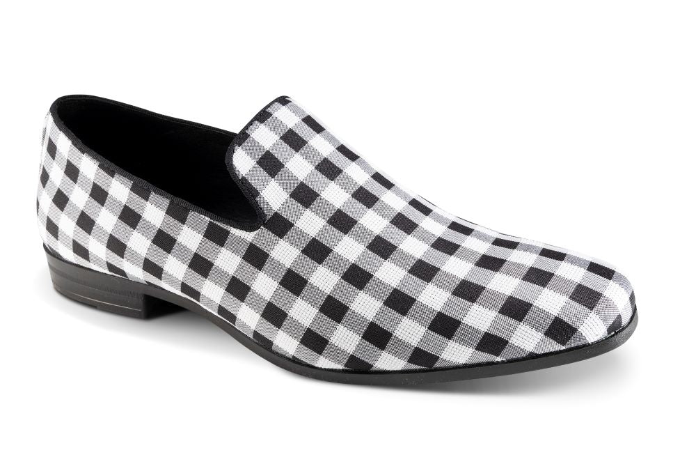 Black Checker Pattern Fashion Loafer | Suits Outlets Men's Fashion