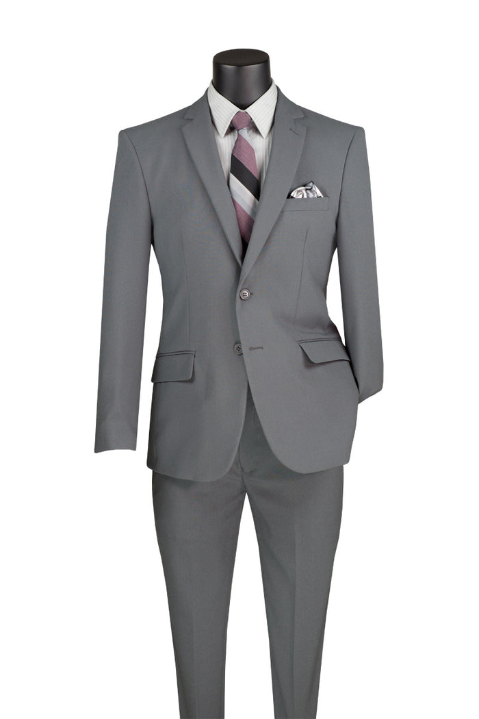 (46L, 46R, 50L, 50R) Medium Gray Slim Fit Men's 2 Piece Business Suit ...