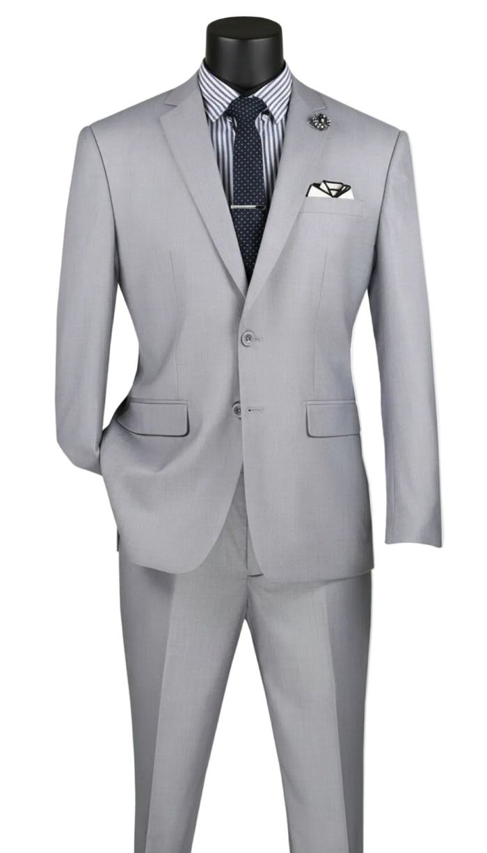 Slim Fit Men's Suit 2 Piece 2 Button in Light Gray | Suits Outlets Men ...