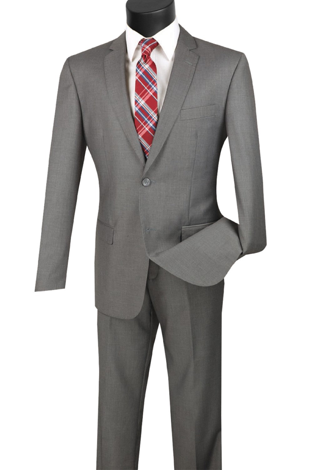 Slim Fit Men's Suit 2 Piece 2 Button in Medium Gray | Suits Outlets Men ...