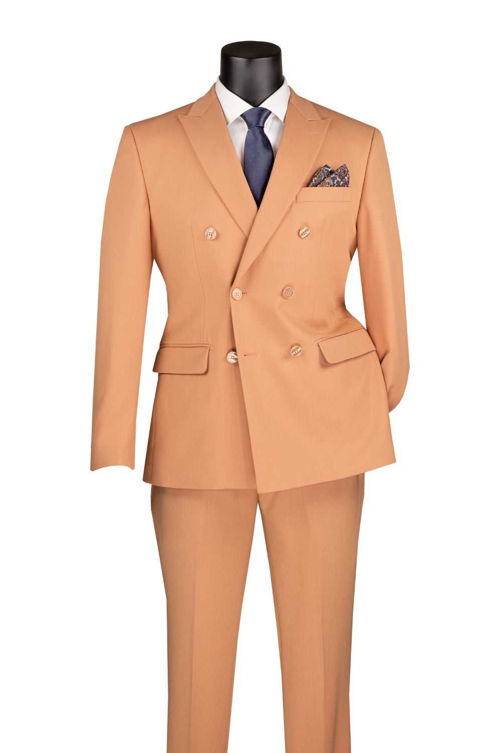 Peach Slim Fit Double Breasted 2 Piece Suit with Adjustable Waistband ...