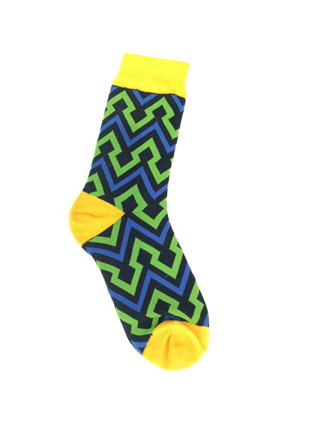 Madison Collection - Blue Green Geometric Pattern Men's Crew Socks ...
