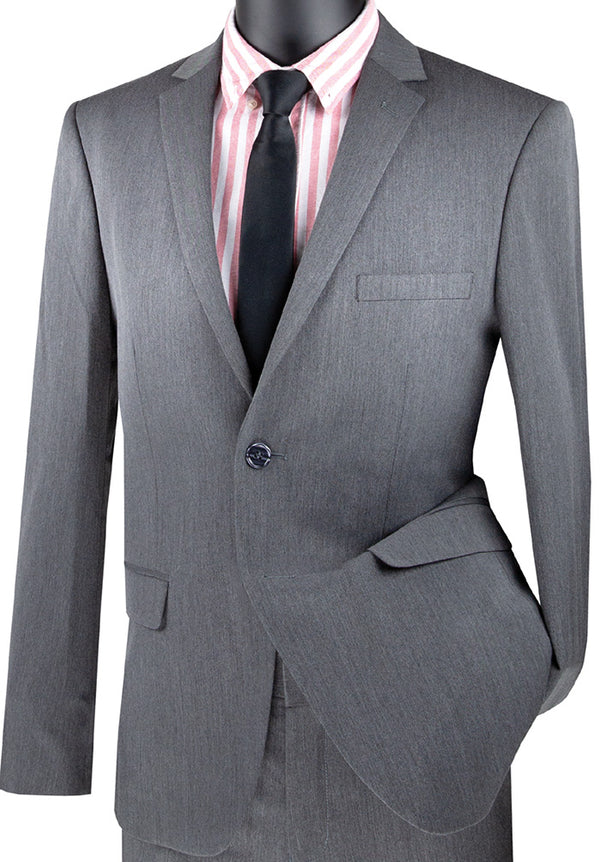 Ultra Slim Fit 2 Piece Suit Stretch Fabric in Solid Charcoal | Suits ...