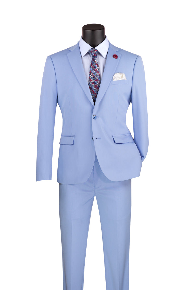 Ultra Slim Fit 2 Piece Suit Stretch Fabric in Solid Light Blue | Suits ...