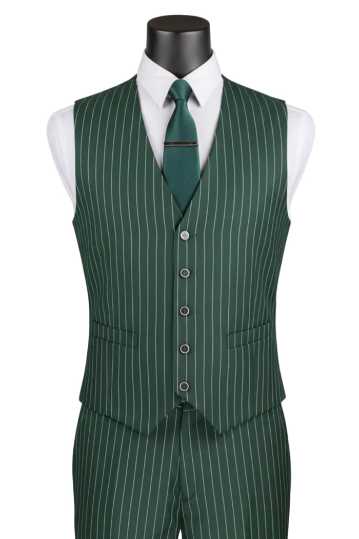 Hunter Green Gangster Stripe 3 Piece Suit - Odyssey Collection | SUITS ...