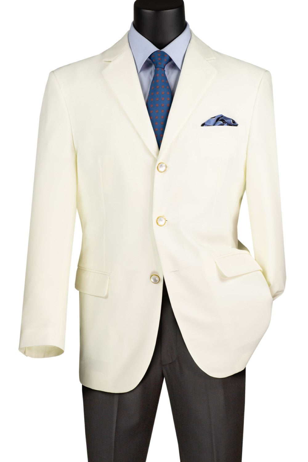 Ivory Regular Fit 3 Button Blazer | Suits Outlets Men's Fashion