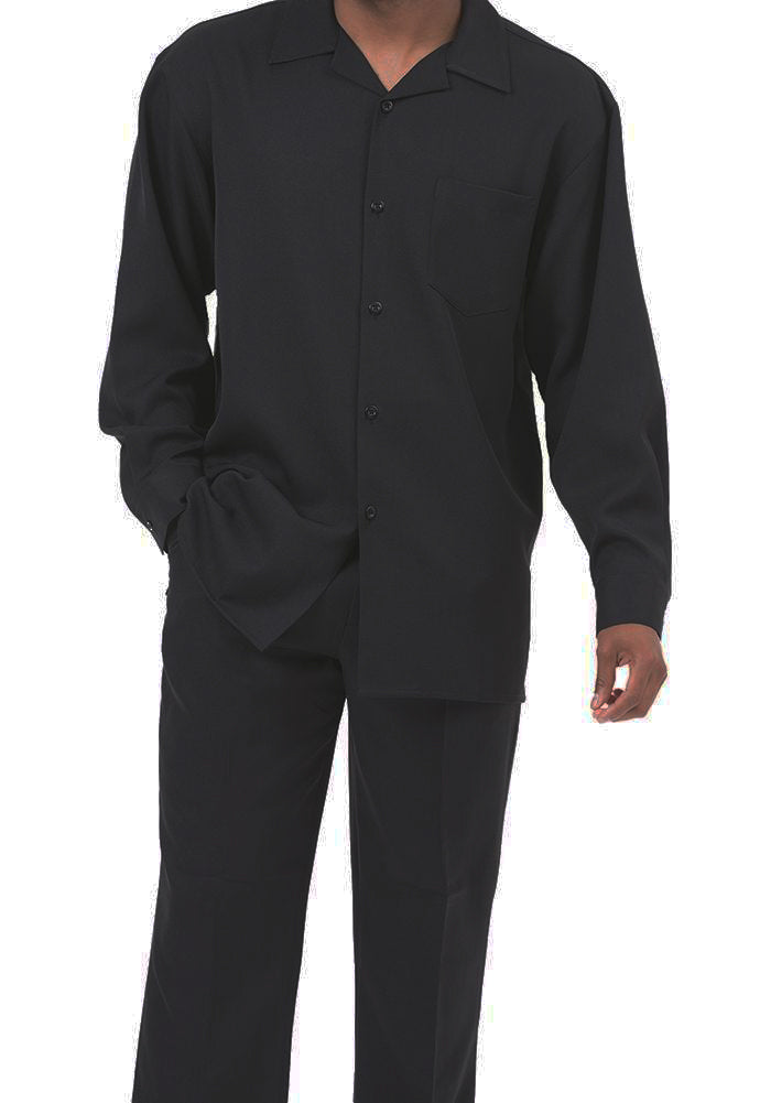 Men's 2 Piece Long Sleeve Walking Suit in Black | Suits Outlets Men's ...