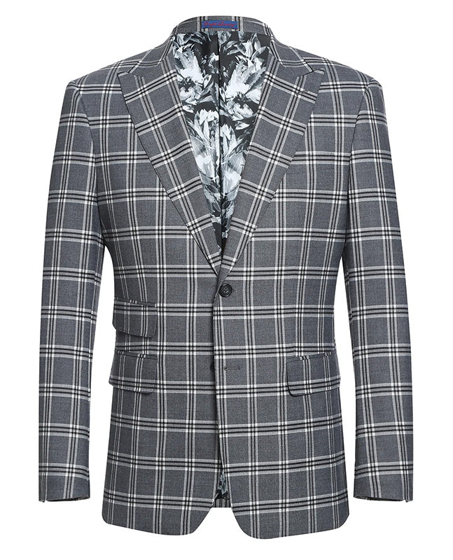 English Laundry Slim Fit Dimgray with White Check Suit | Suits Outlets ...
