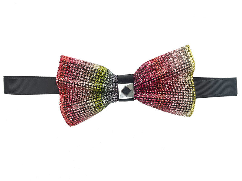 Rainbow Sparkling Crystal Adjustable Men's Bow Tie Accessory Box ...