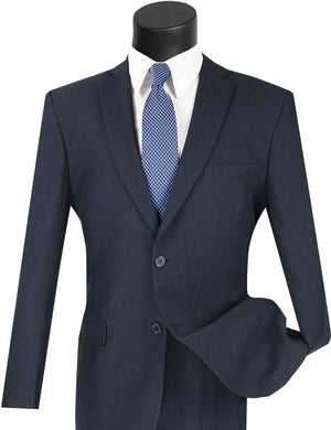 (42L, 44R, 52L, 52R) Navy Slim Fit Men's 2 Piece Business Suit 2 Butto ...