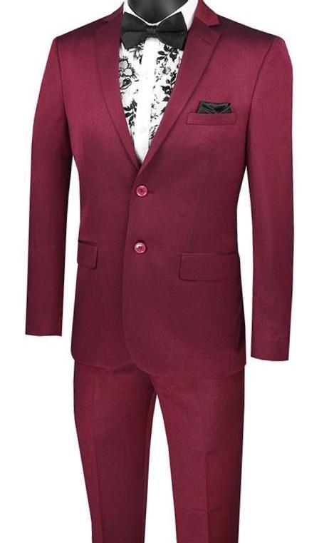 (38R) Slim Fit 2 Piece Suit Narrow Lapel In Plum | Suits Outlets Men's ...