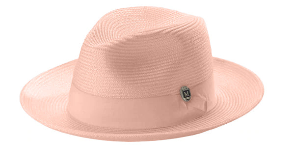 Peach Braided Wide Brim Pinch Fedora Matching Grosgrain Ribbon | Suits ...