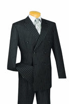 Rockefeller Collection - Double Breasted Stripe Suit Brown Regular Fit ...